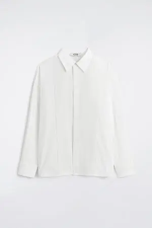 Cos Pintucked Cotton Tuxedo Shirt - White