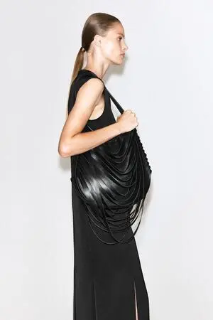 Cos Curved Raw-cut Shoulder Bag Leather