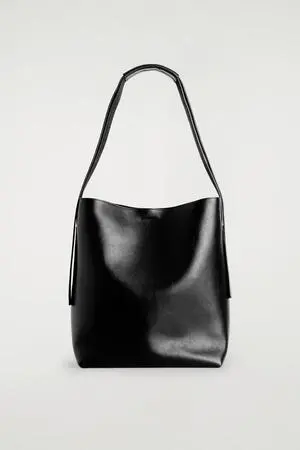 Cos Minimal Tote Bag Leather - Black
