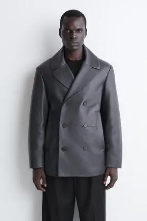 Cos Tailored Padded Leather Coat