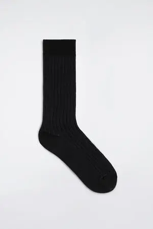 Cos Ribbed-knit Socks - Black