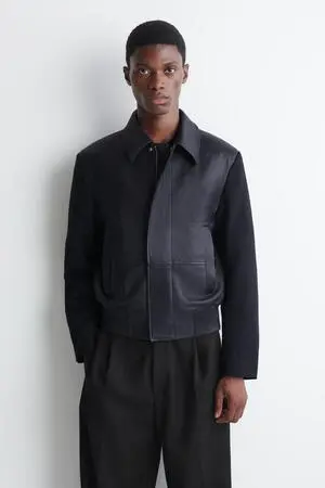 Cos Leather-paneled Wool Bomber Jacket