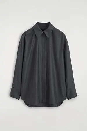 Cos Wing-collar Wool-flannel Shirt