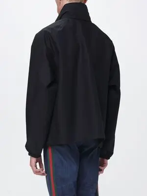 Gucci Monogram Cotton Canvas Windbreaker Jacket With Packable Hood And High Neck