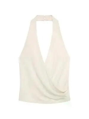 REFORMATION Lois Halterneck Wrap Top - Neutrals