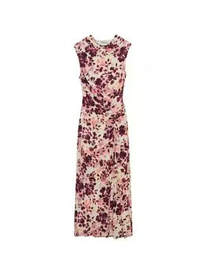 Simkhai Midi Acacia Draped Jersey Floral-print Day Dress - Neutrals