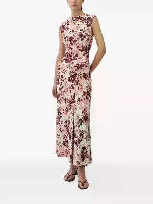 Simkhai Acacia Draped Jersey Floral-print Midi Day Dress