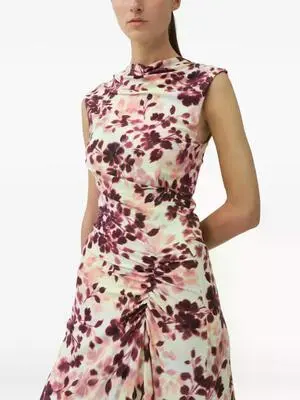 Simkhai Acacia Draped Jersey Floral-print Midi Day Dress