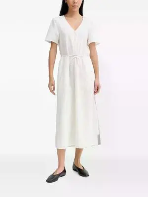 Marc O'polo Button-up Drawstring Flared Midi Dress - White