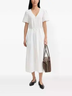 Marc O'polo Button-up Drawstring Flared Midi Dress - White