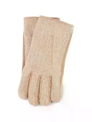Jacob Cohen Herringbone-pattern Paneled Gloves - Neutrals