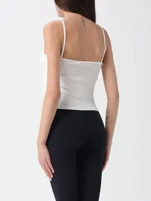DIESEL® Slim Fit Stretch Cotton Off-the-shoulder Top With Oval D Logo - White