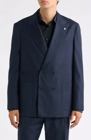 ALLSAINTS Tango Double Breasted Plaid Wool Suit