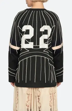 Sea Quinn Beaded Graphic Long Sleeve T-shirt