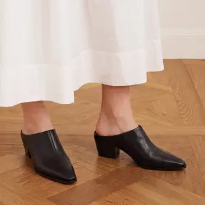 AMIE RAFA Carla Western Suede Mules - Black