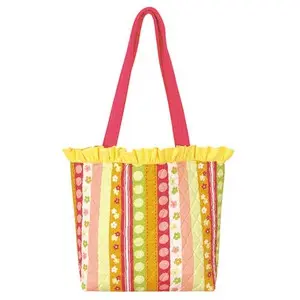 C&F HOME Ribbon Stripe Ruffle Tote - Pink