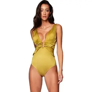 CHERINA  BEACHWEAR Cherina Beachwear Faira Sculpting Ruched One-piece Swimsuit - Green