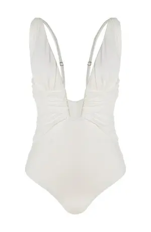 CHERINA  BEACHWEAR Cherina Beachwear Faira Sculpting Ruched One-piece Swimsuit - White