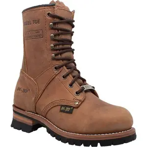 ADTEC 9" Steel Toe Logger Boots - Brown