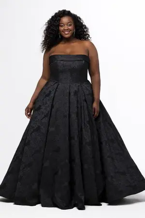 SYDNEY'S CLOSET Strapless Brocade Ball Gown - Black
