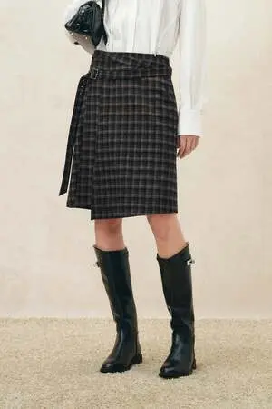 Fabrique Ashley Plaid Wrap Skirt In Flannel