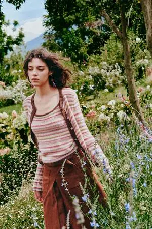 Fabrique Leila Striped Cardigan And Camisole Set