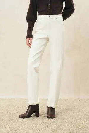Fabrique Tyler Straight Leg Jeans In Fleece Lined Denim - White
