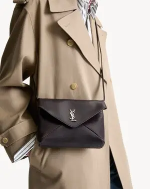 Saint Laurent Cassandre Envelope Messenger In Leather