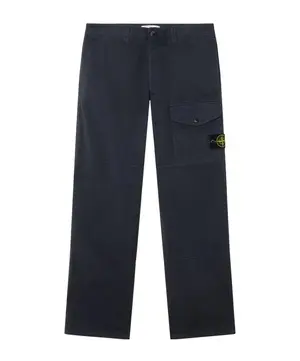 Stone Island Loose-fit Cargo Trousers With Drawstring Cuffs - Navy