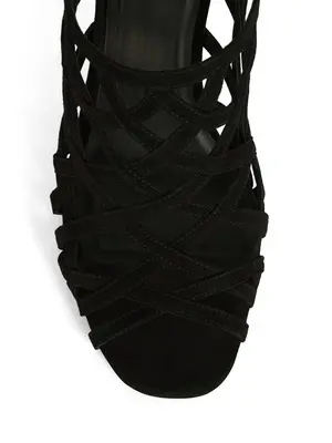 Balmain Wedge Cage Sandals In Suede