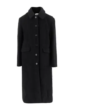 BY MALENE BIRGER Textured Long Button Coat - Black