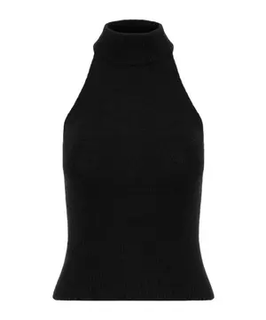 ROBERTO COLLINA Sleeveless Turtleneck Knit Top - Black