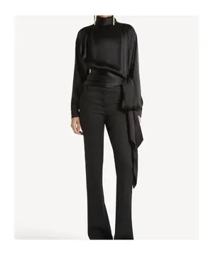 Balmain Silk Satin Blouse With Tie Detail