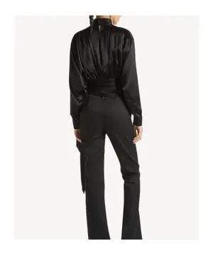 Balmain Silk Satin Blouse With Tie Detail