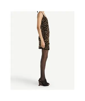 Balmain Velvet Dress With Tiger Embroidery