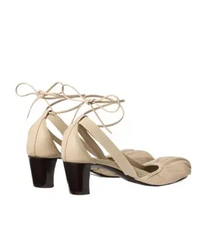LEMAIRE 55 Mm Pedille Heeled Ballerinas In Goat Leather - Light Mastic