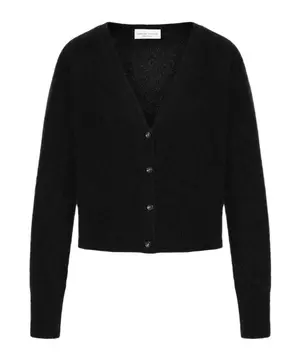 ROBERTO COLLINA Cropped V-neck Knit Cardigan - Black