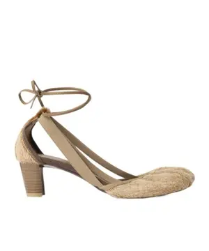 LEMAIRE 55 Mm Pedille Heeled Ballerinas In Natural Pony-style Leather - Beige Grey
