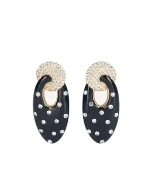 Balmain Lacquered Brass Organic Earrings With Crystals - No