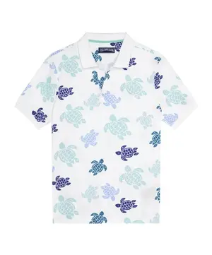 Vilebrequin Turtle-print Organic Cotton Polo Shirt - White
