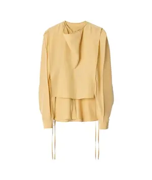 LEMAIRE Layered Blouse In Silk And Viscose Cloth - Custard