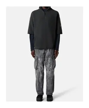 Stone Island Loose-fit Short-sleeve Half-zip Jumper With Needle-punched Star