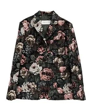 Dries Van Noten Single-breasted Floral Jacket - Black