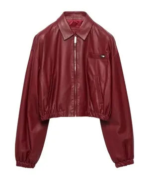 Prada Nappa Leather Jacket - Cherry
