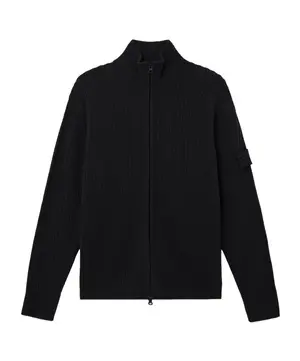Stone Island Loose-fit Zip-up Stand Collar Jumper - Black