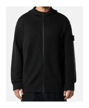 Stone Island Regular-fit Hooded Zip-up Jumper With Ribbed Trims