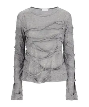 7 For All Mankind Draped Long Sleeve Sweater - Grey