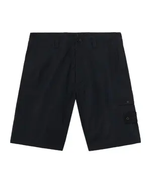 Stone Island Windproof And Breathable Loose-wide-leg-fit Bermuda Shorts - Black