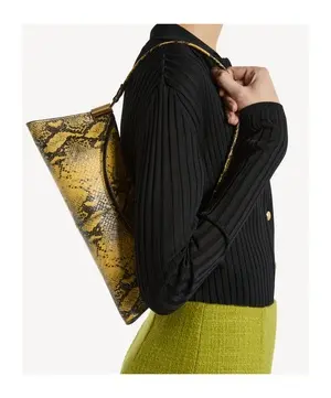 Balmain 64-83 Small Bag In Python-effect Leather - Yellow