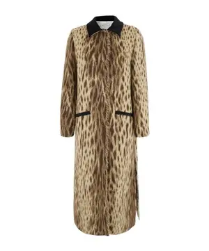 FORTE_FORTE Royal Leopard Long Jacquard Coat - Beige